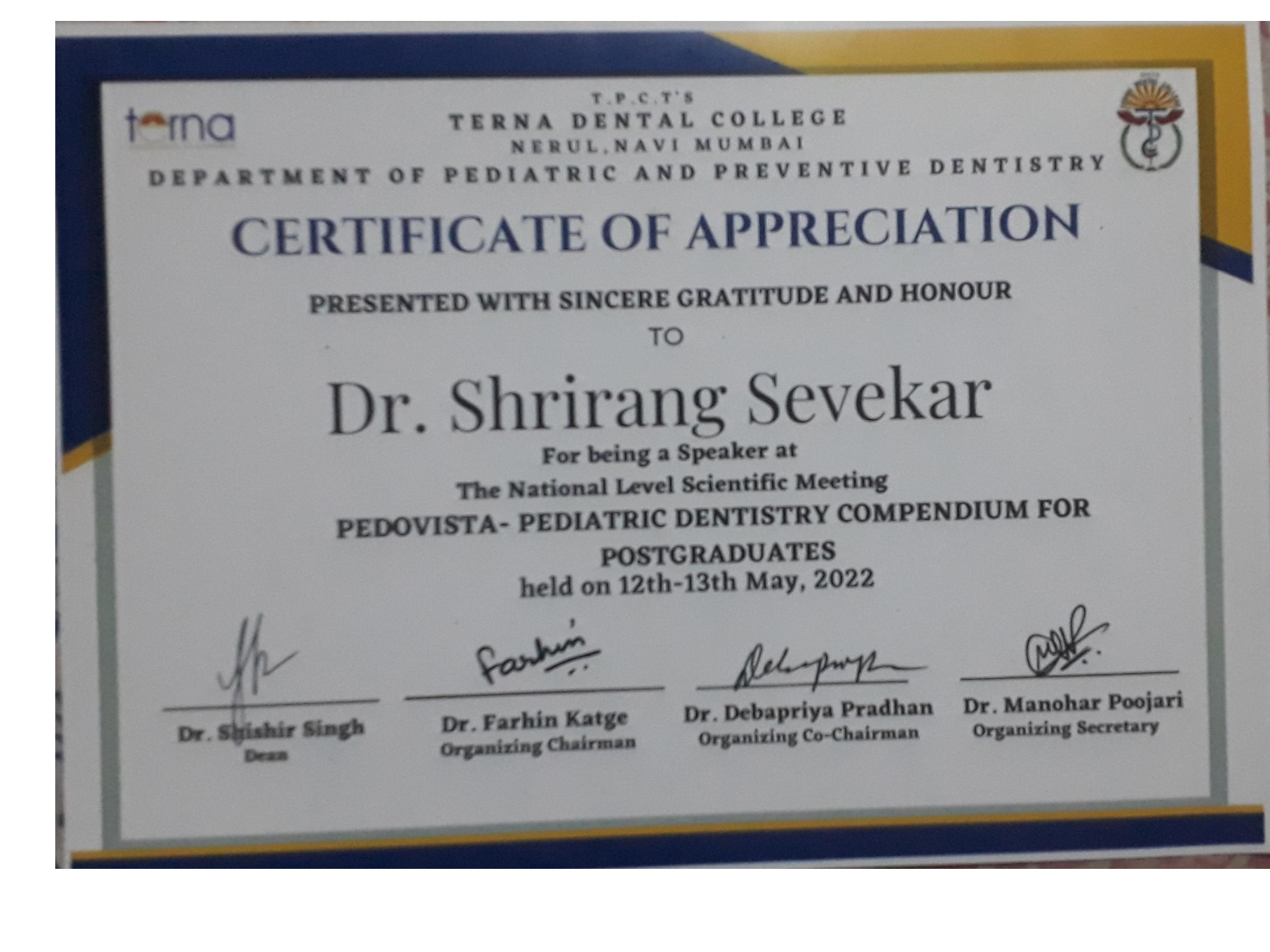 MGM Dental College & Hospital | Faculty Awards